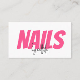 Retro Simple Neon Pink Nail Tech Business Card | Zazzle