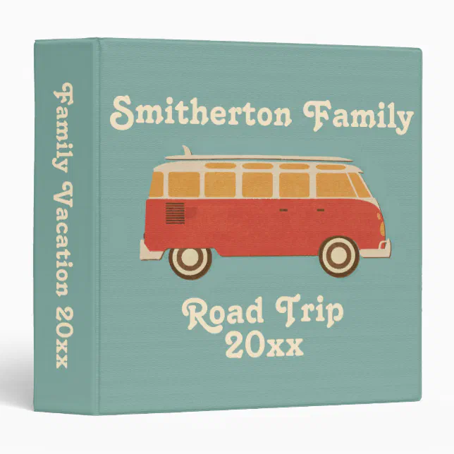 Retro Sixties Van Family Road Trip Vacation 3 Ring Binder | Zazzle