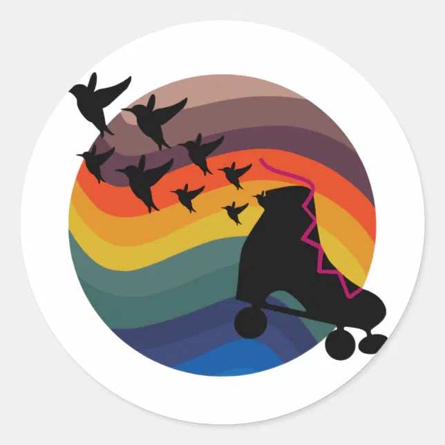 Retro Skate Free Classic Round Sticker | Zazzle