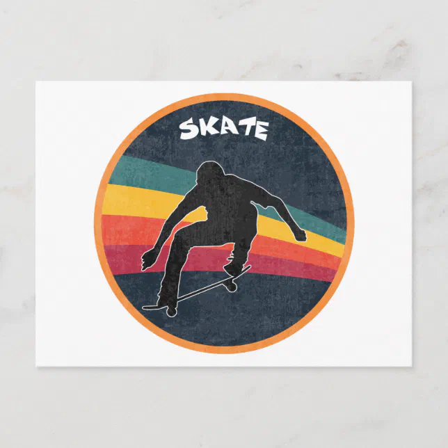 Retro Skate Skater 80s Skateboarder Skateboarding Postcard | Zazzle