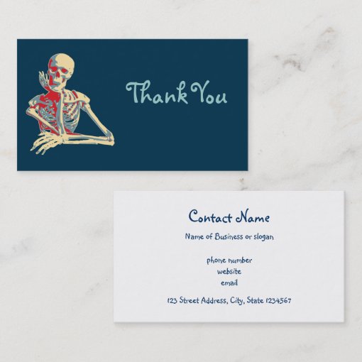 Retro Skeleton Thank You Business Card | Zazzle