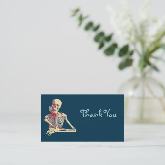 Retro Skeleton Thank You Business Card | Zazzle