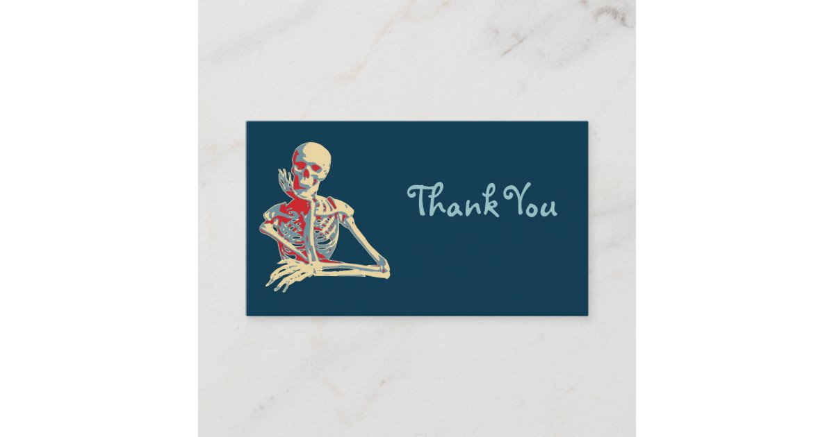 Retro Skeleton Thank You Business Card | Zazzle