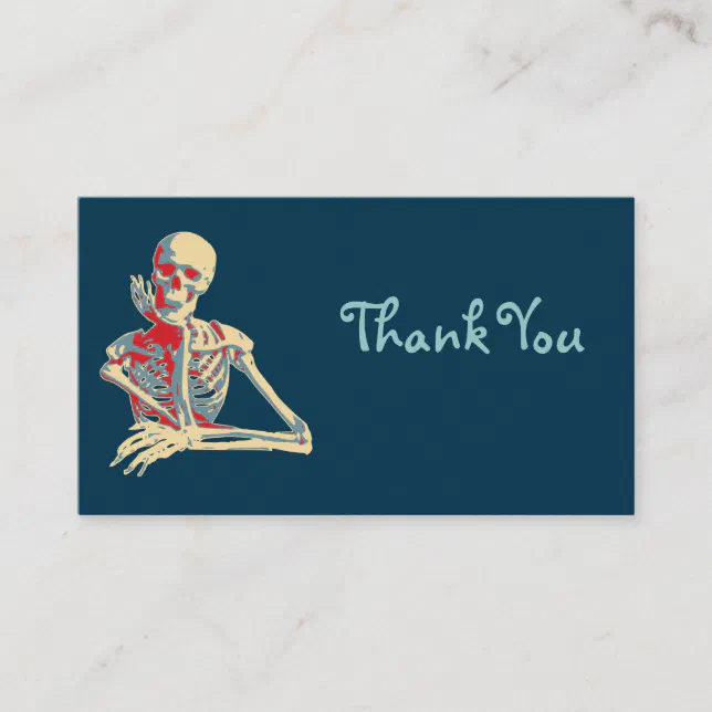 Retro Skeleton Thank You Business Card | Zazzle