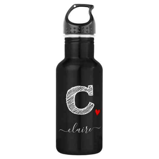 Retro Sketch Monogram Letter C, Water Bottle | Zazzle.com