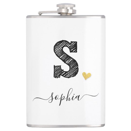 Retro Sketch Monogram Letter S, Flask | Zazzle.com