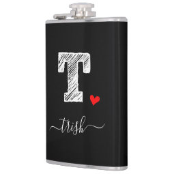 Retro Sketch Monogram Letter T, Flask | Zazzle