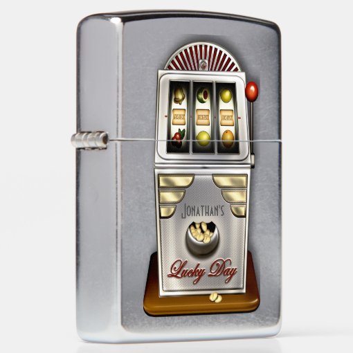 Retro Slot Machine Lucky Jackpot Zippo Lighter | Zazzle