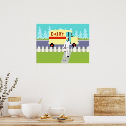 Retro Small Town Milk Man Poster | Zazzle