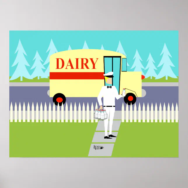 Retro Small Town Milk Man Poster | Zazzle