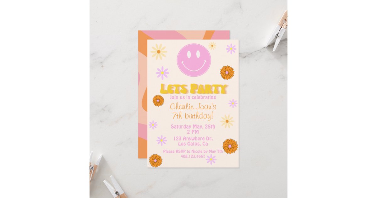 Retro Smiley Invitation | Zazzle