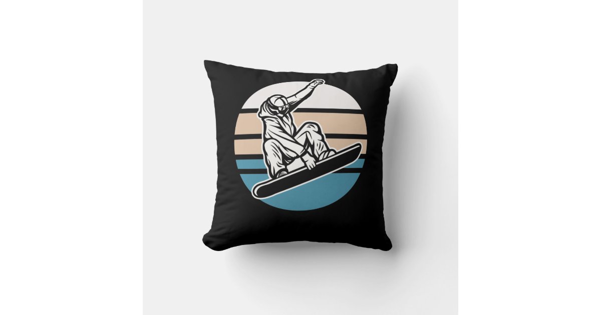 Retro Snowboarding Jump Snowboarder Winter Sport Throw Pillow | Zazzle