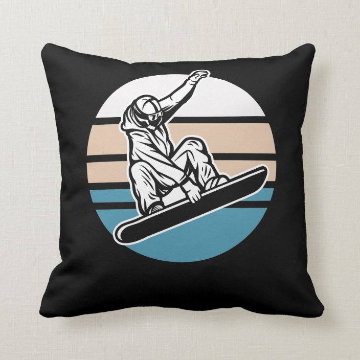 Retro Snowboarding Jump Snowboarder Winter Sport Throw Pillow | Zazzle.com