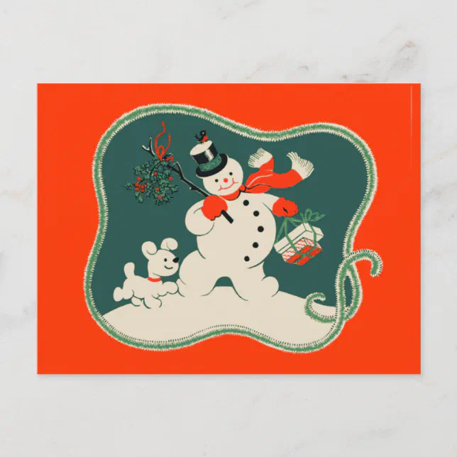Retro Snowman Postcard | Zazzle