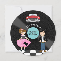 Retro Sock Hop Birthday Party Invitation | Zazzle