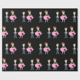 Retro Sock Hop Birthday Party Wrapping Paper | Zazzle