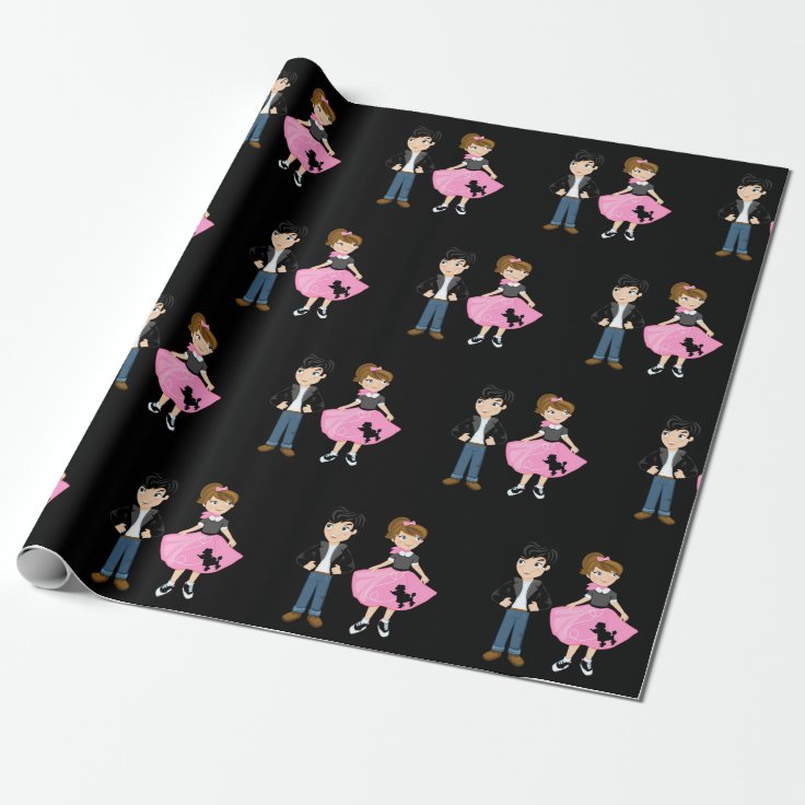 Retro Sock Hop Birthday Party Wrapping Paper | Zazzle