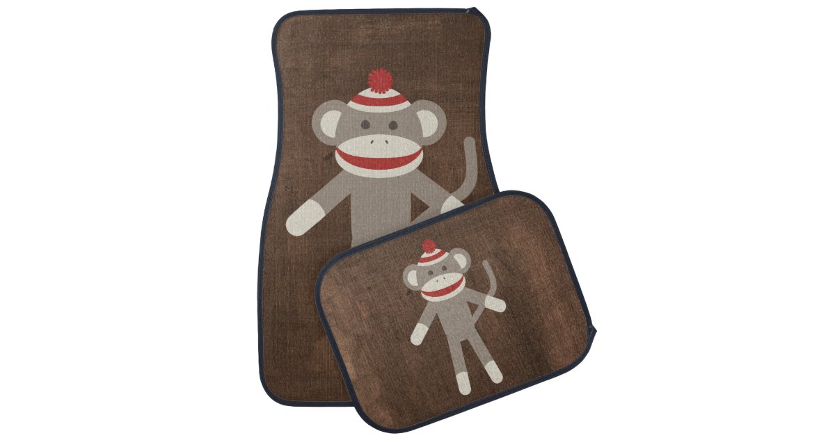 Retro Sock Monkey Car Floor Mat | Zazzle