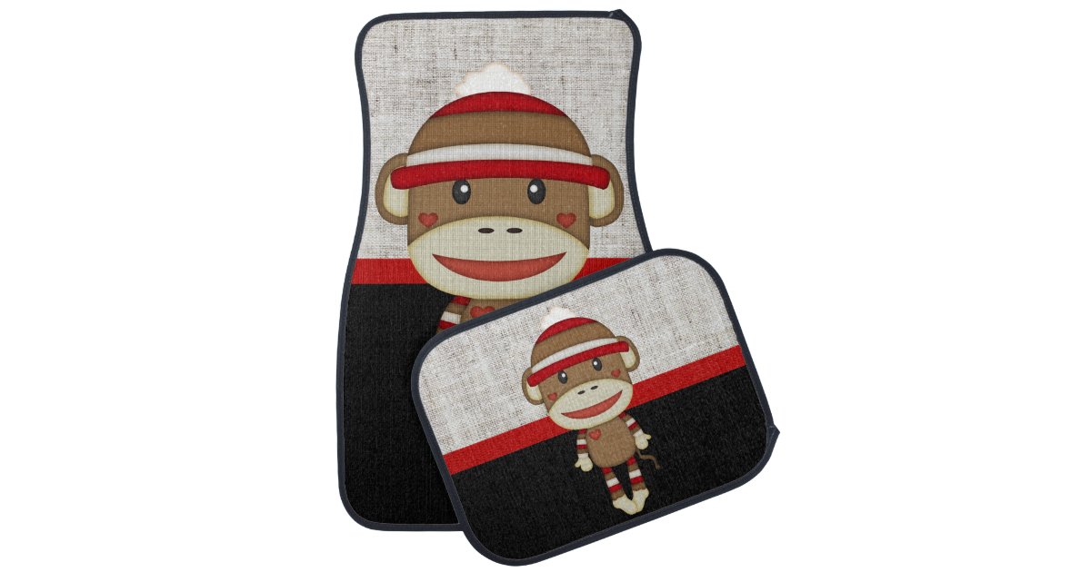 Retro Sock Monkey Car Mat | Zazzle