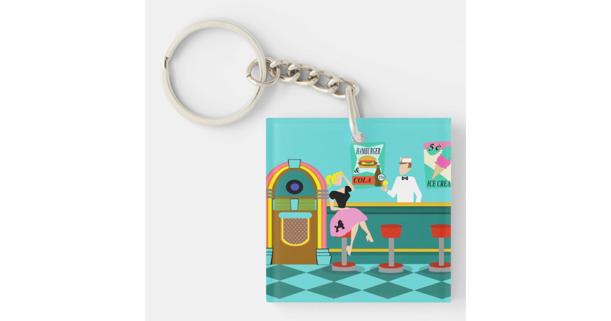 Retro Soda Fountain Acrylic Keychain | Zazzle