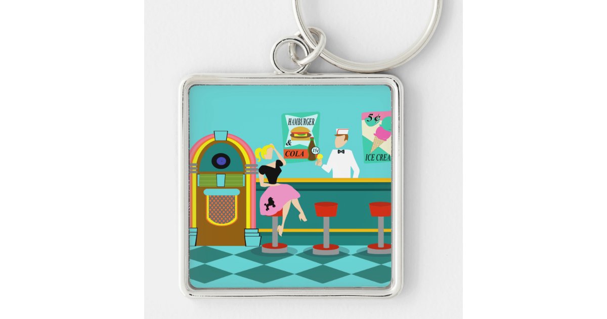 Retro Soda Fountain Keychain | Zazzle