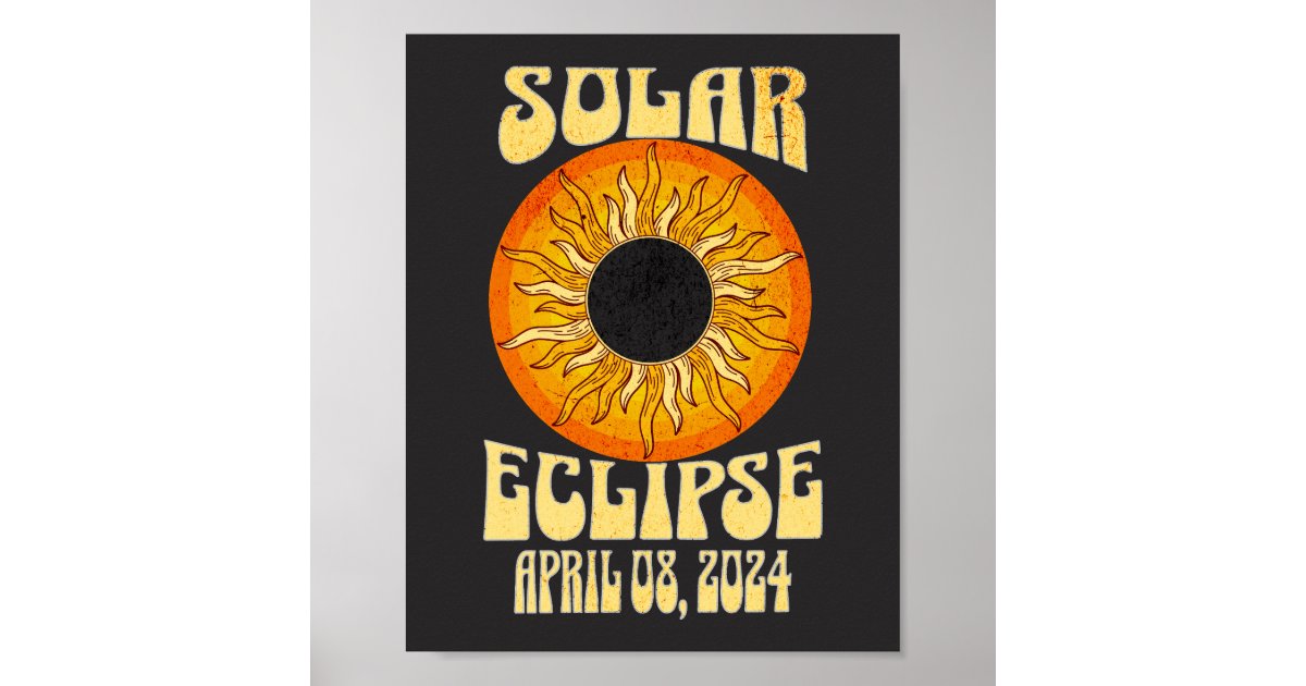 Retro solar eclipse Total Eclipse April 8, 2024 Poster | Zazzle