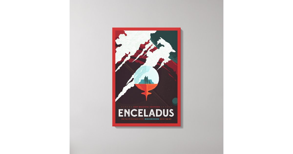 Retro Space Poster-Cassini Mission To Saturn Canvas Print | Zazzle