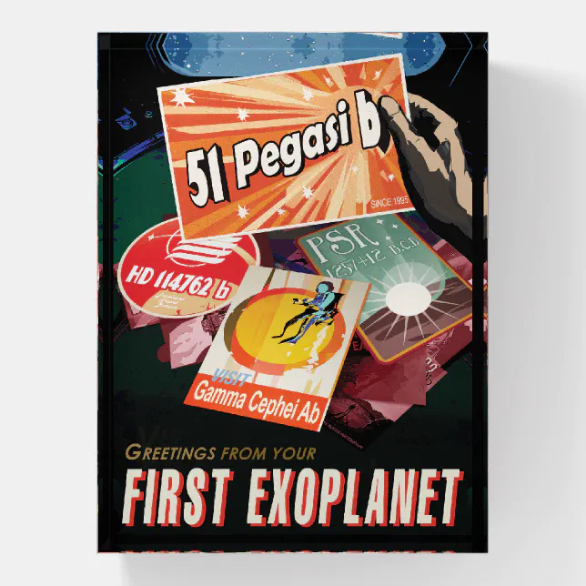 Retro Space Poster-Exoplanet Discovery 51 Pegasi B Paperweight | Zazzle