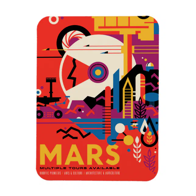 Retro Space Poster - Mars Exploration Program. Magnet | Zazzle