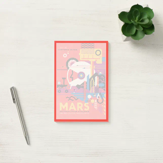 Retro Space Poster - Mars Exploration Program. Post-it Notes | Zazzle