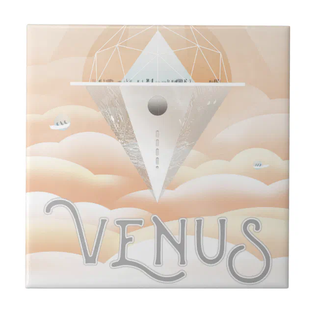 Retro Space Poster-Observatory In The Solar System Ceramic Tile | Zazzle