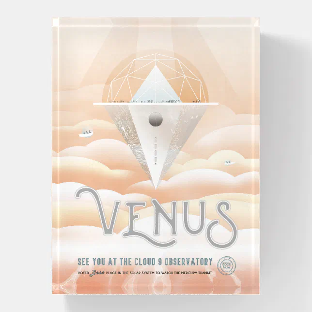 Retro Space Poster-Observatory In The Solar System Paperweight | Zazzle