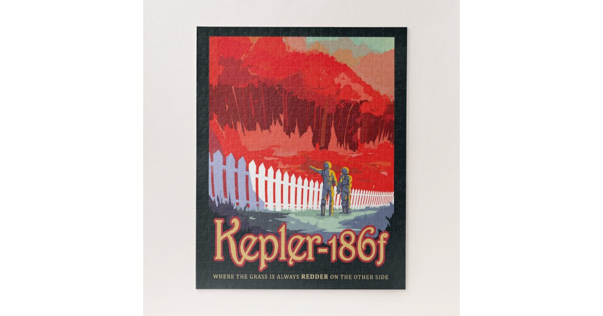 Retro Space Poster Of Kepler-186f. Jigsaw Puzzle | Zazzle