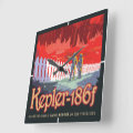 Retro Space Poster Of Kepler-186f. Square Wall Clock | Zazzle