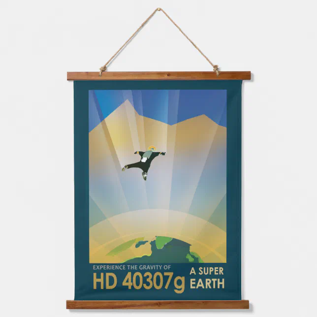 Retro Space Poster-The Gravity Of A Super Earth Hanging Tapestry | Zazzle