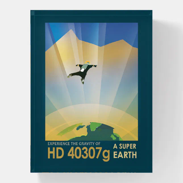 Retro Space Poster-The Gravity Of A Super Earth Paperweight | Zazzle