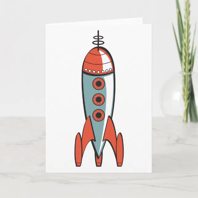 retro space rocket card | Zazzle