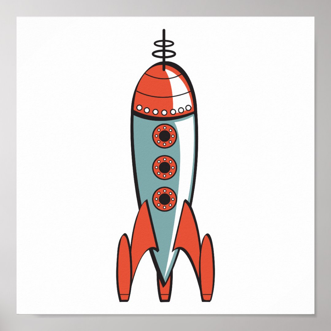 retro space rocket poster | Zazzle