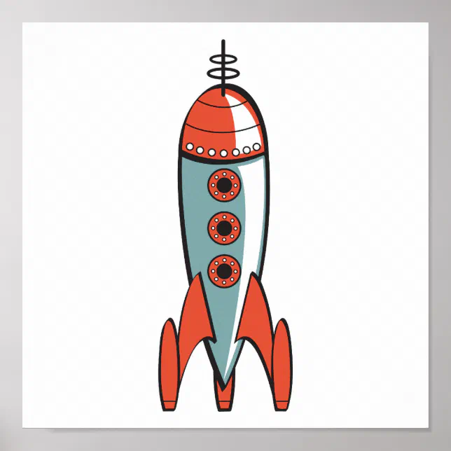retro space rocket poster | Zazzle