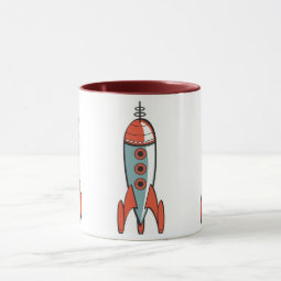 retro space rocket, retro space rocket, retro s... mug | Zazzle