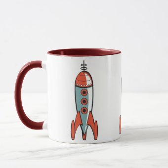 retro space rocket, retro space rocket, retro s... mug | Zazzle