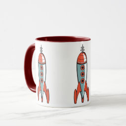 retro space rocket, retro space rocket, retro s... mug | Zazzle