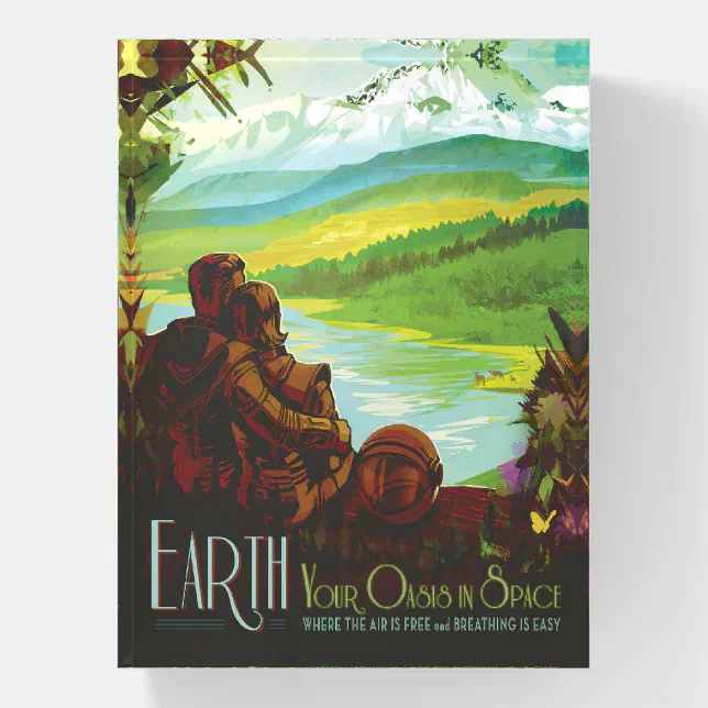 Retro Space Travel Poster-An Earth Science Mission Paperweight | Zazzle