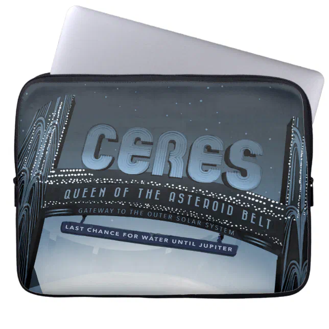 Retro Space Travel Poster-Dwarf Planet Ceres. Laptop Sleeve | Zazzle