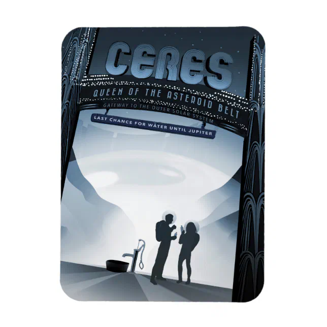 Retro Space Travel Poster-Dwarf Planet Ceres. Magnet | Zazzle