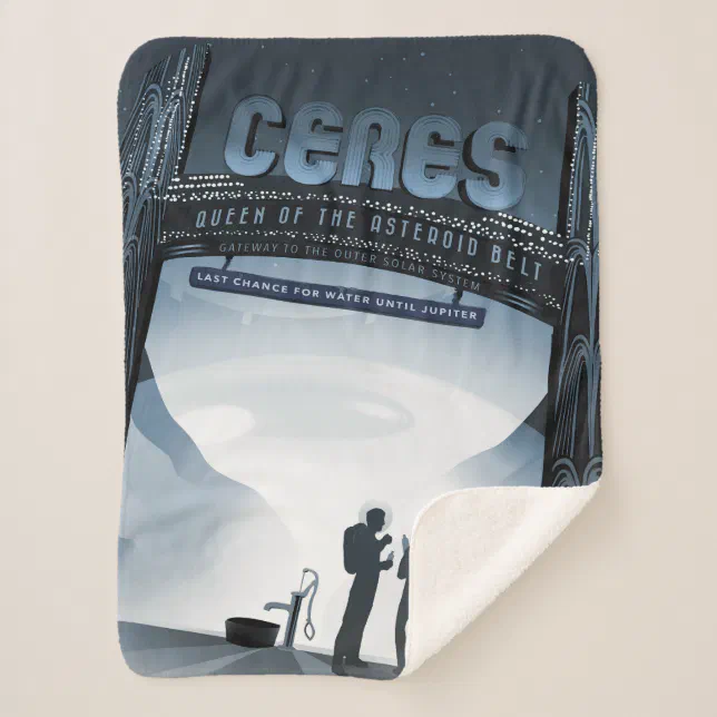 Retro Space Travel Poster-Dwarf Planet Ceres. Sherpa Blanket | Zazzle