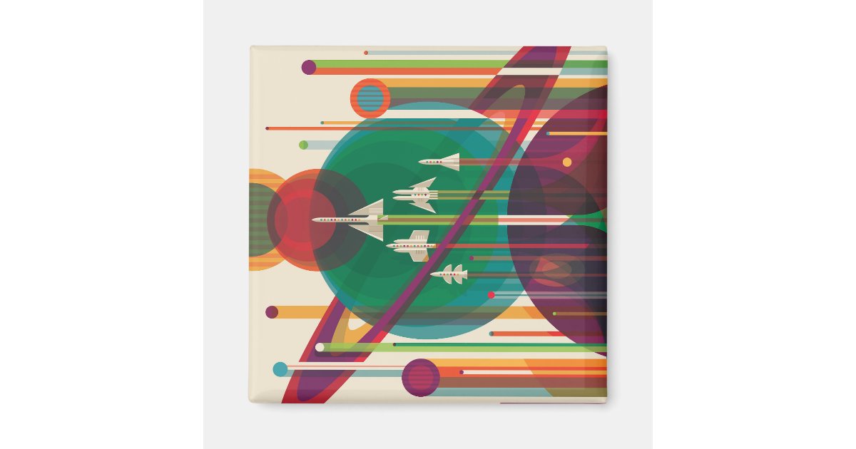 Retro Space Travel Poster- Solar System Grand Tour Magnet | Zazzle