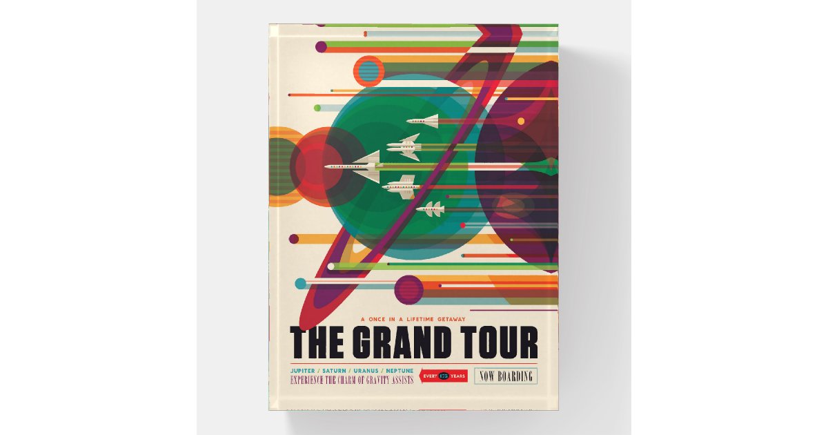 Retro Space Travel Poster- Solar System Grand Tour Paperweight | Zazzle