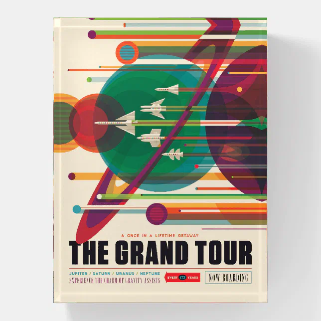 Retro Space Travel Poster- Solar System Grand Tour Paperweight | Zazzle