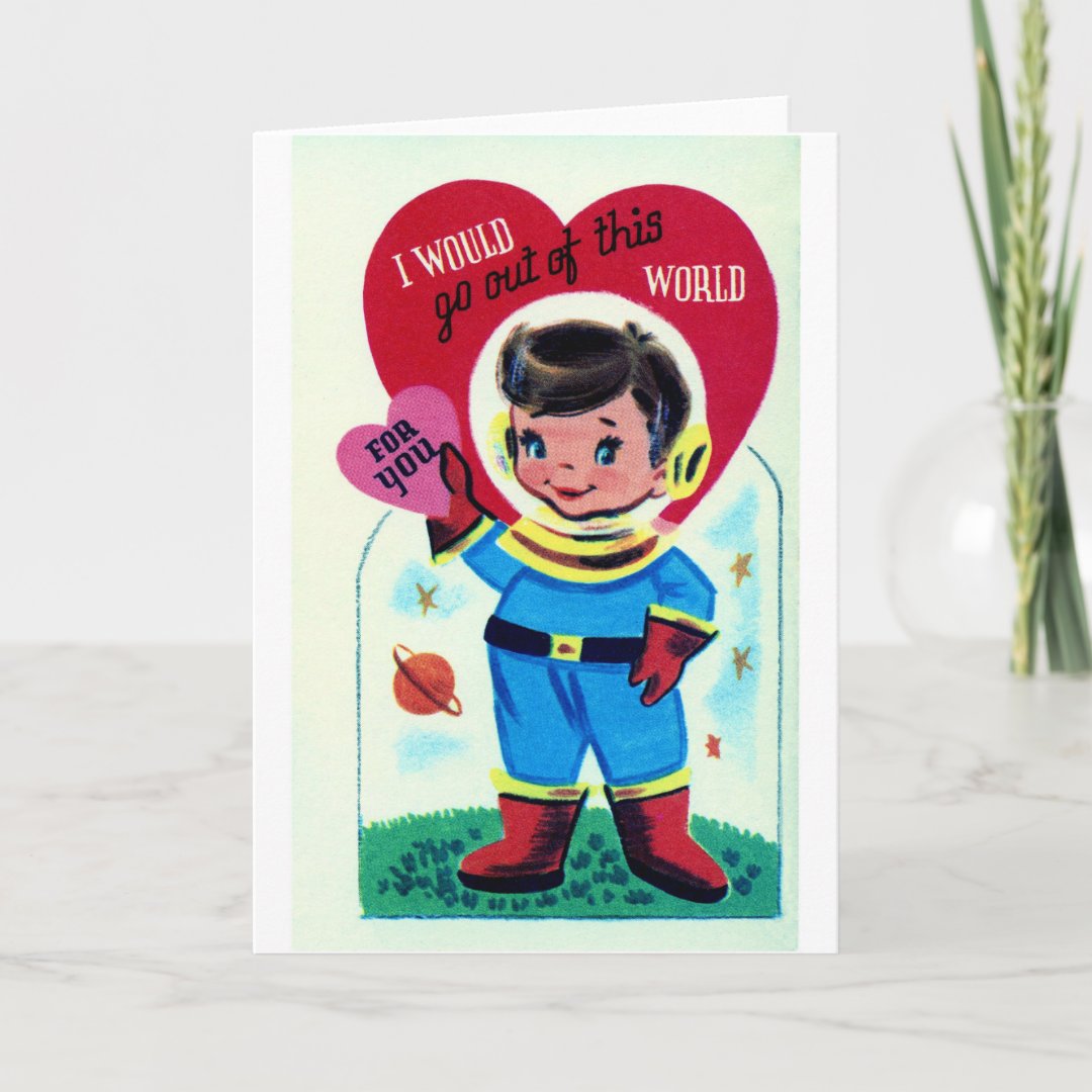 Retro Space Valentine Holiday Card | Zazzle